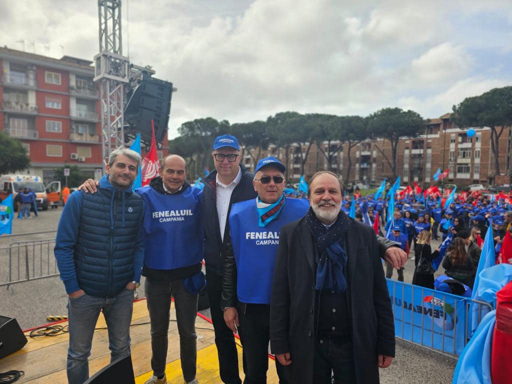 Manifestazione edili di Feneal UIL e Filea CGIL a Soccavo-Sgambati ...